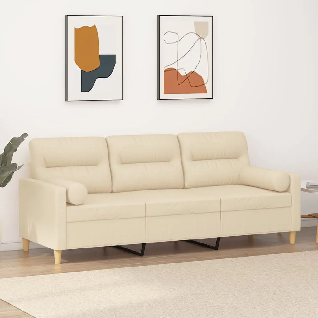 3místná pohovka s polštáři krémová 180 cm textil 3200831