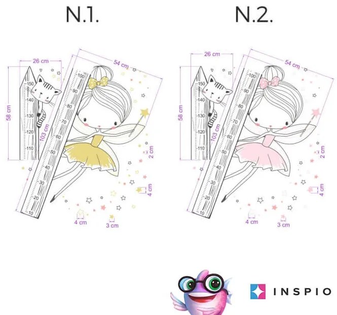 Samolepky do dětského pokoje - INSPIO víla ve dvou barvách - dětský metr