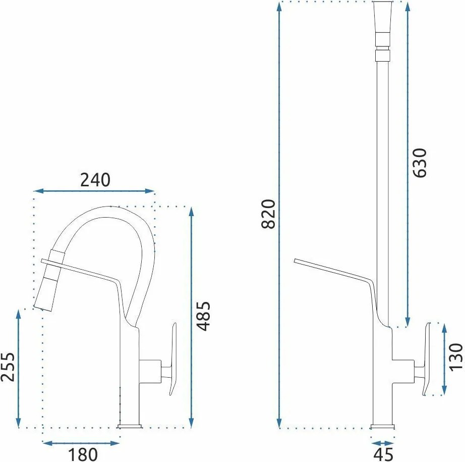 Rea Castor, kuchyňská baterie flexibilní vysoká, broušená ocel, REA-B4322