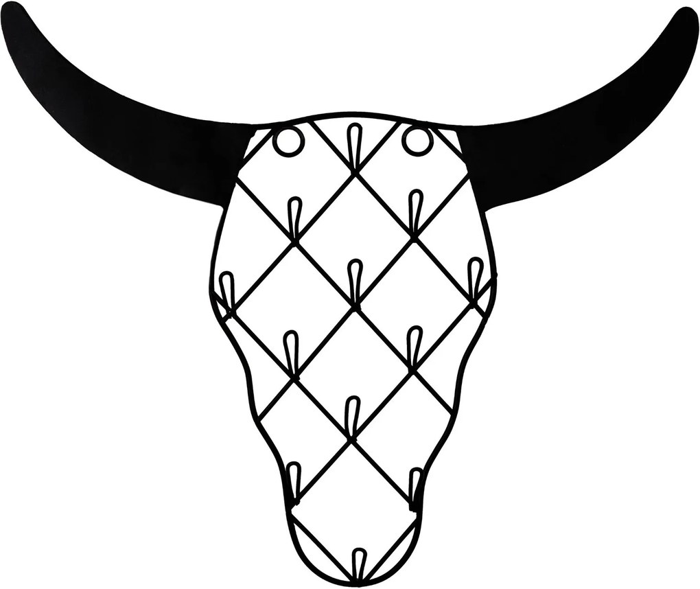 Sass & Belle Černý věšák na šperky ve tvaru bůvolí lebky Buffalo Skull
