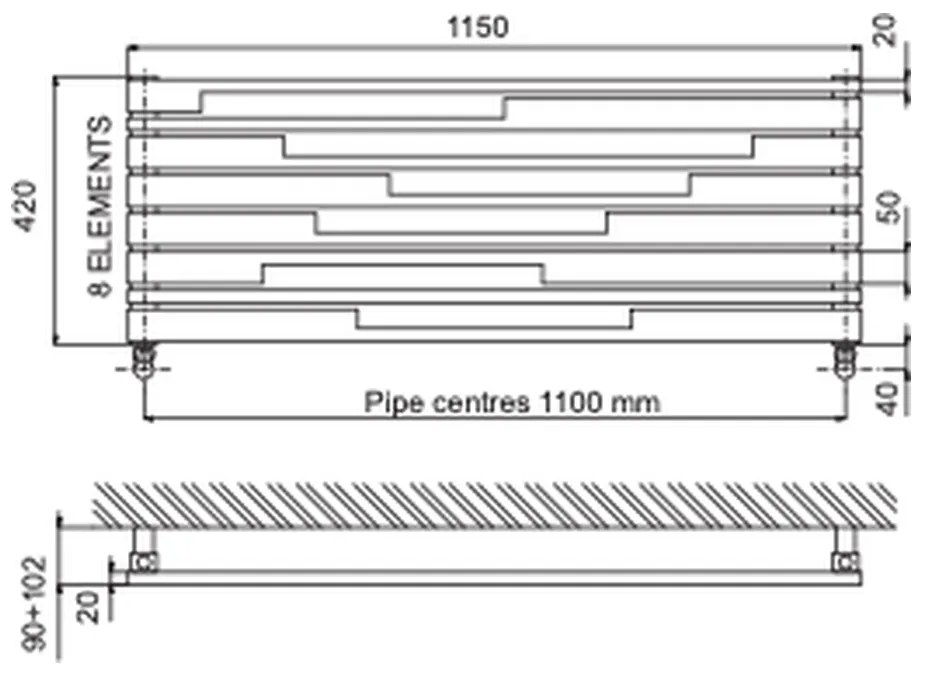 Cordivari Stradivari - Radiátor 420x1150 mm, horizontal, leštěná nerez 3620760450006