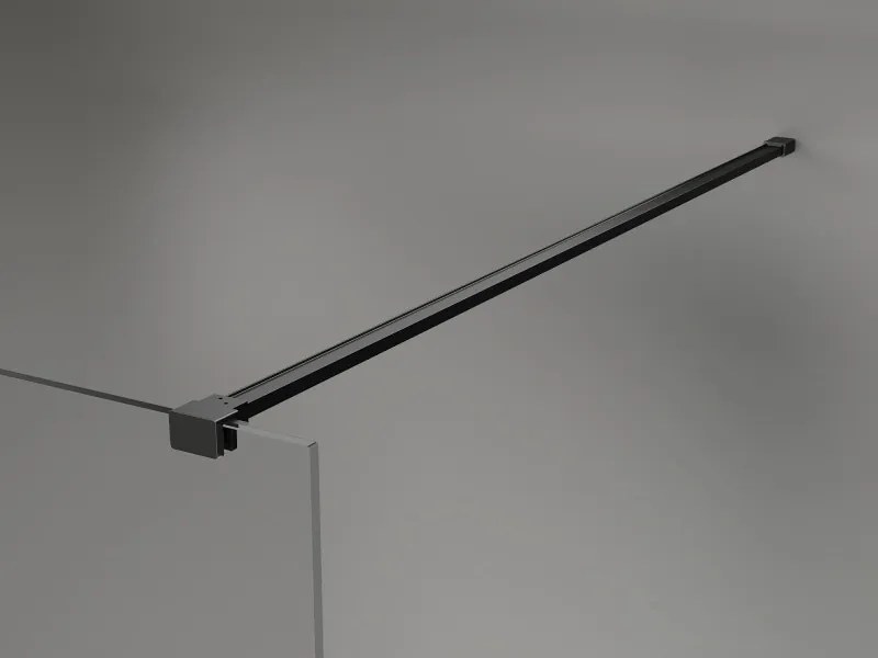 Mexen Lunar sprchová stěna pravá 130 x 200 cm, 8mm čiré sklo, černá matná, 830-130-000-70-00-P