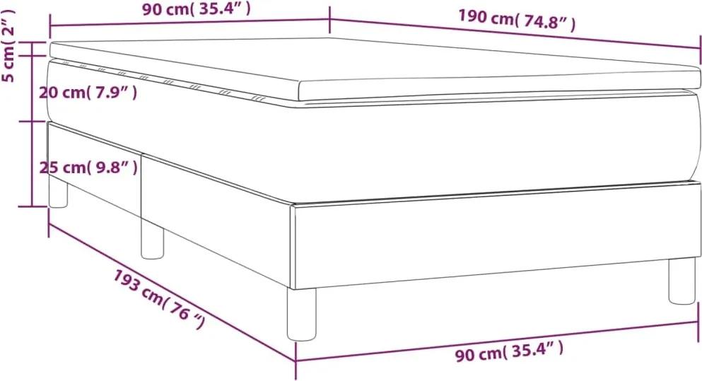 vidaXL Box spring postel s matrací 90x190 cm textil [3144136] Barva: Tmavě šedá
