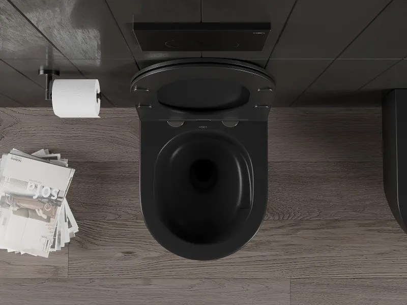 Mexen Carmen WC mísa Rimless Tornado se zpomalujícím sedátkem slim, duroplast, černá mat - 30881085T