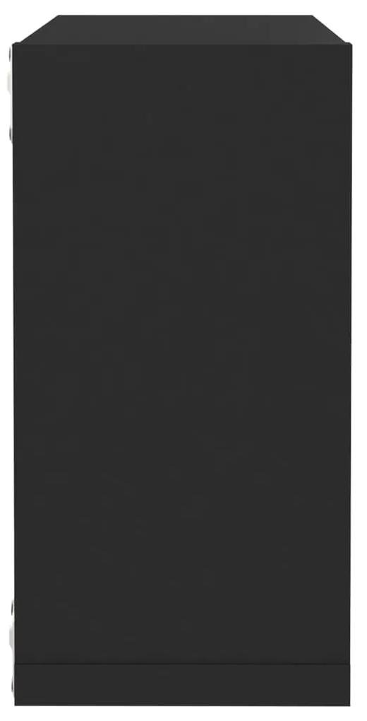 Nástěnné police kostky 4 ks černé 30 x 15 x 30 cm - Default Title