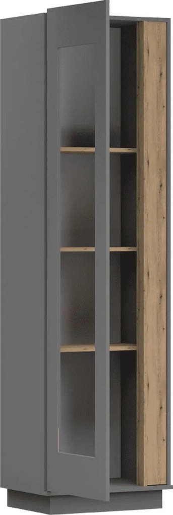 IDZ Vitrínová skříň GREY II 1D 02, 58 cm Šedá/Dub Artisan