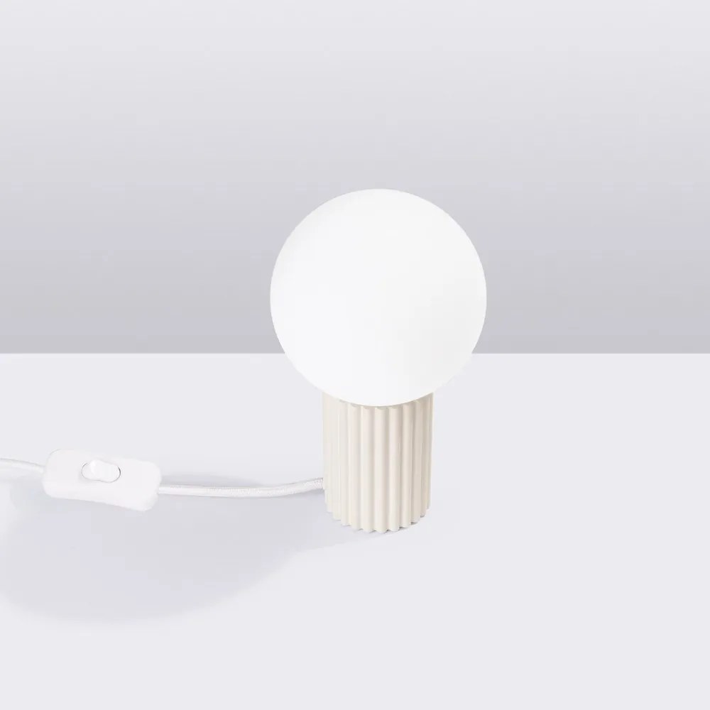 Krémová stolní lampa se skleněným stínidlem (výška 19 cm) Orbital – Sollux