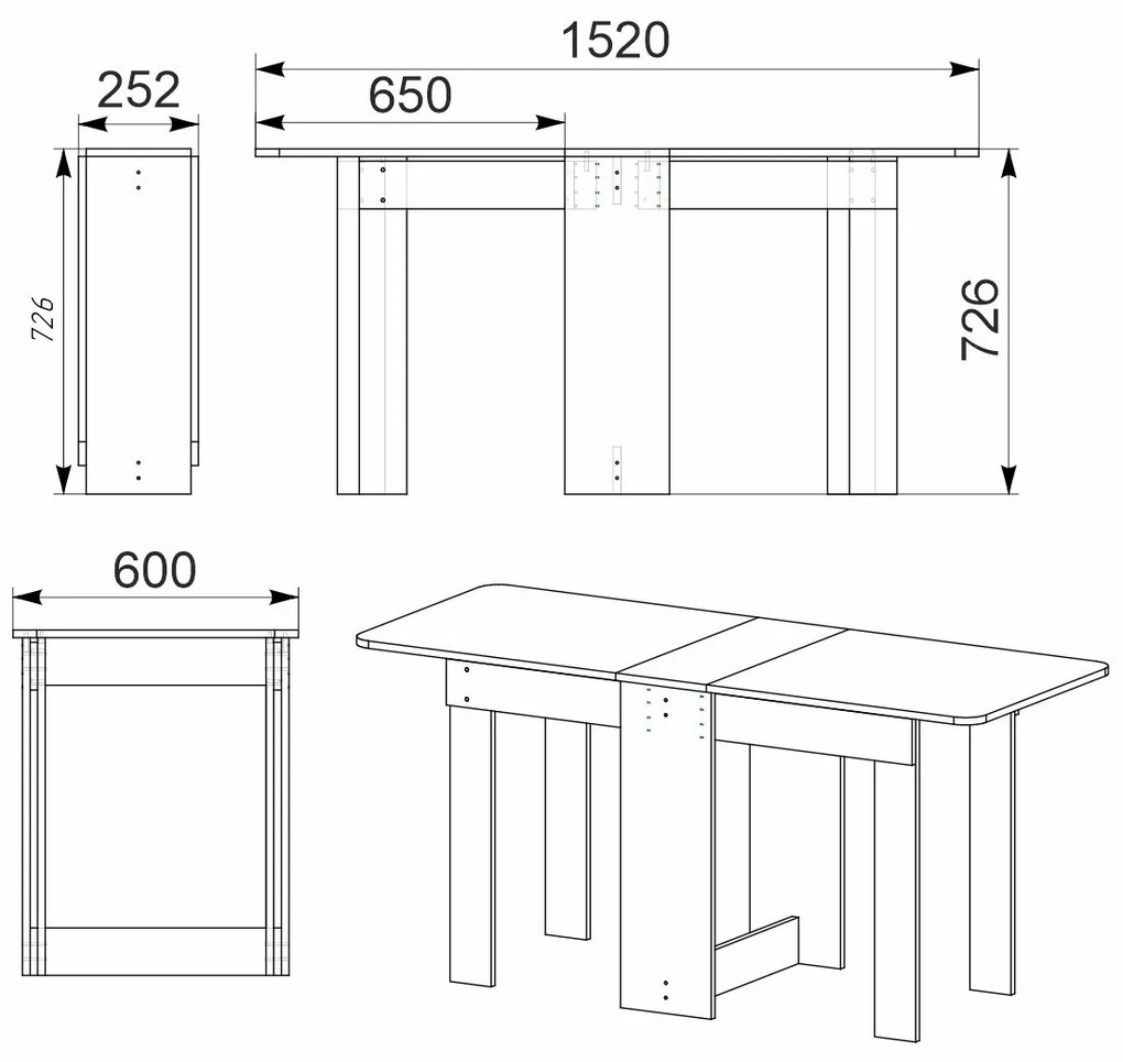 Vomaks Jídelní stůl rozkládací KN-7 Barva: bílá