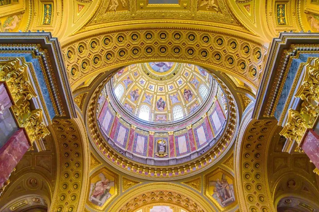DIMEX | Samolepicí vliesová fototapeta na zeď Bazilika sv. Štěpána MA-5-0966 | 375 x 250 cm | vícebarevná, modrá, červená, žlutá