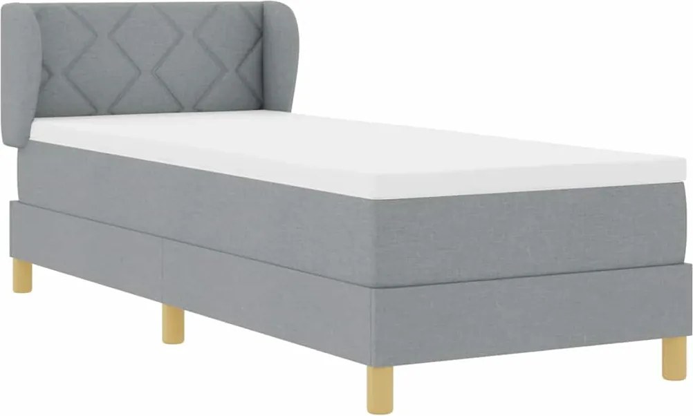 Postel s boxspringem s čelo Světle šedá 80 x 200 cm textil 3340241