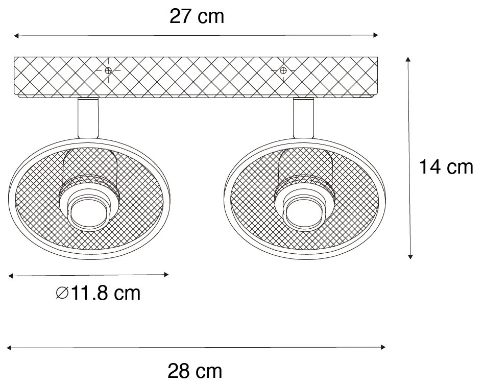 Průmyslové stropní bodové světlo černé se dřevem 2-světlo - Jasmine