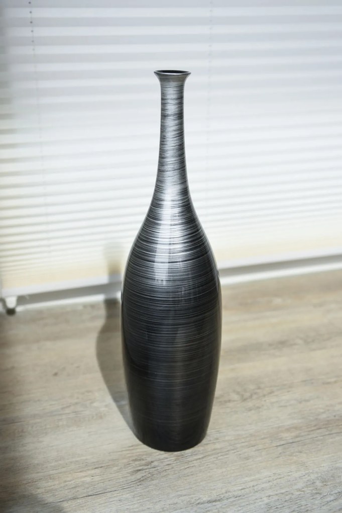 Váza DELGADA, sklolaminát, výška 56 cm, černo-stříbrná