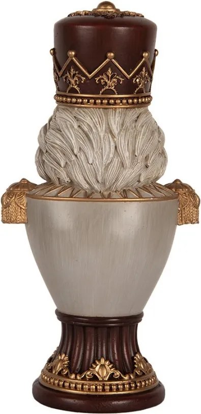 Šedo-vínová dekorace busta Louskáček Nutcracker - 16*10*30 cm