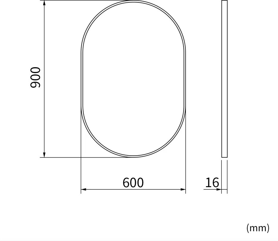 Erga Oval, oválné zrcadlo 60x90cm, zlatý rám, ERG-V01-OVAL-6090-GD