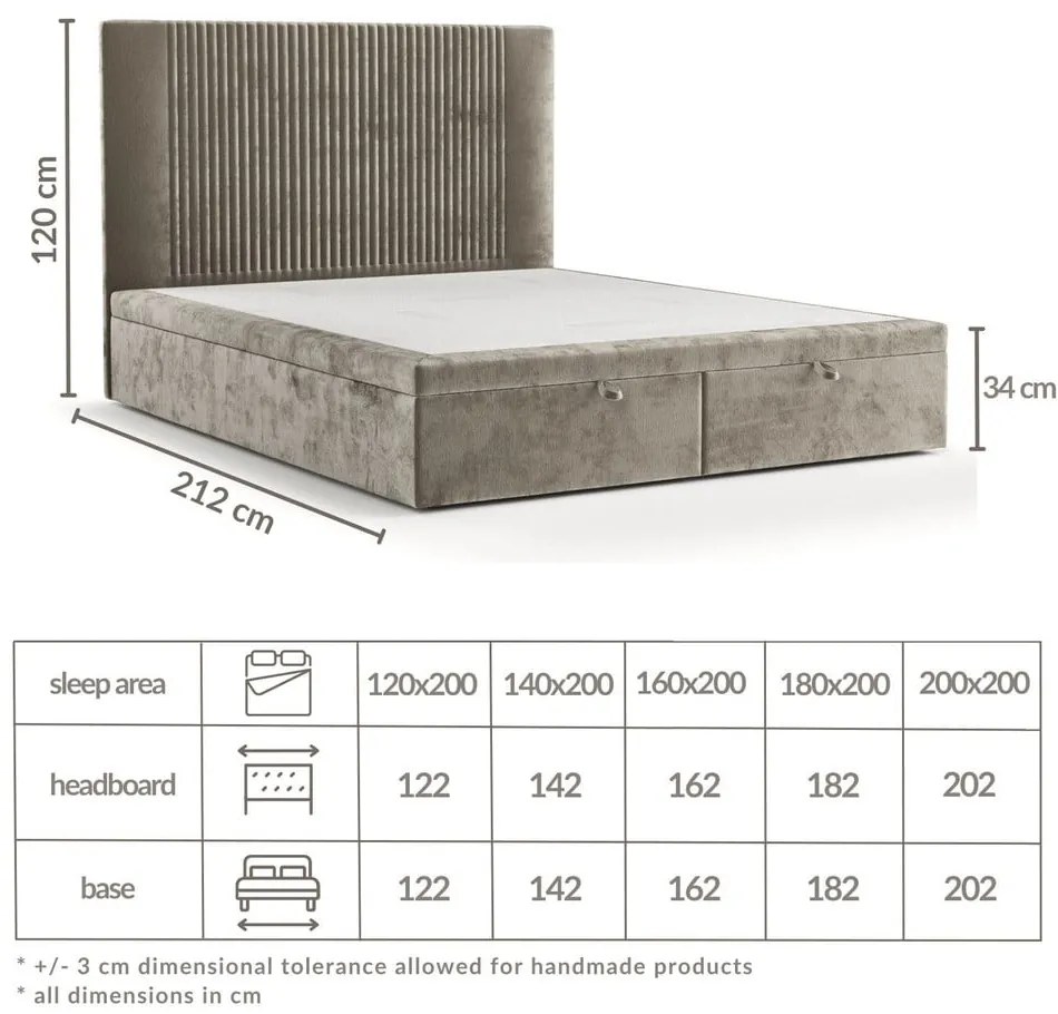 Šedá čalouněná dvoulůžková postel s úložným prostorem 180x200 cm Mavel – Maison de Rêve