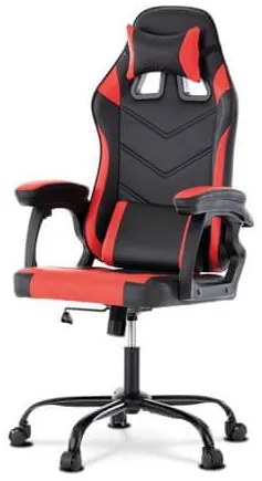 Autronic Herní křeslo Herní křeslo, červená a černá ekokůže, houpací mech., opěrák 135° (KA-L626 RED)