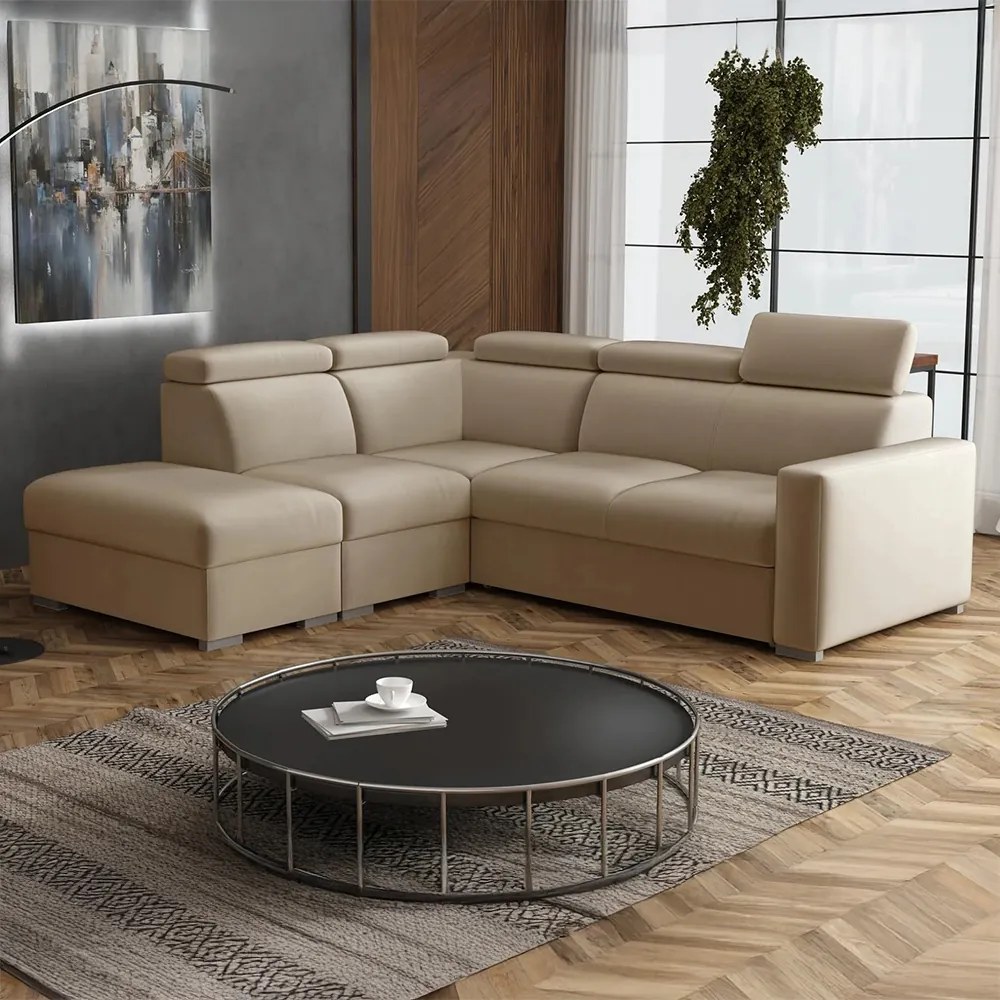 Sedací souprava PEDRO L | 230x250 cm | rozkládací + 2x úložný prostor | polohovatelné záhlavníky | VÝBĚR TKANIN