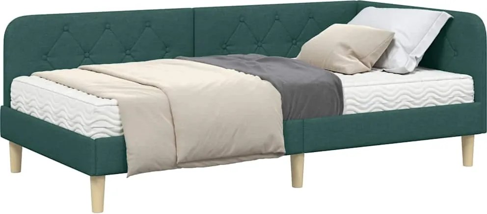 Rohový rám postele Tmavě zelená 90 x 190 cm textil 3394113