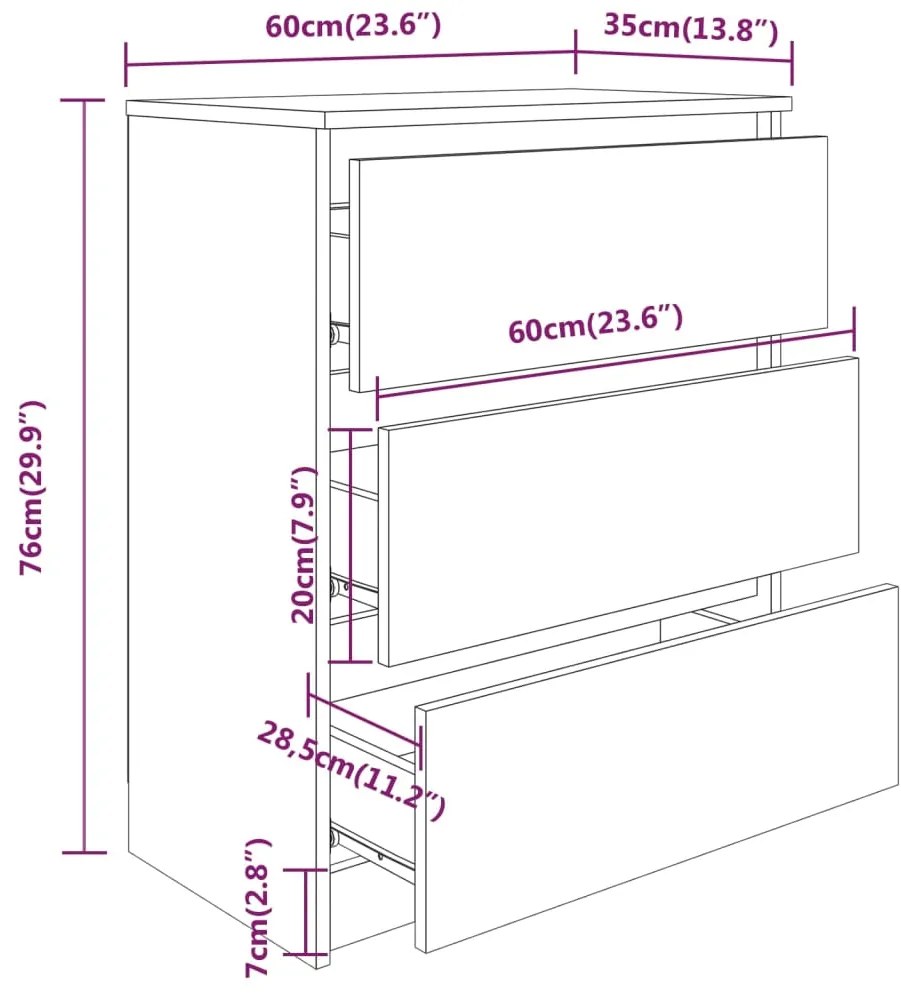 vidaXL Marketos Příborník bílý 60 x 35 x 76 cm kompozitní dřevo