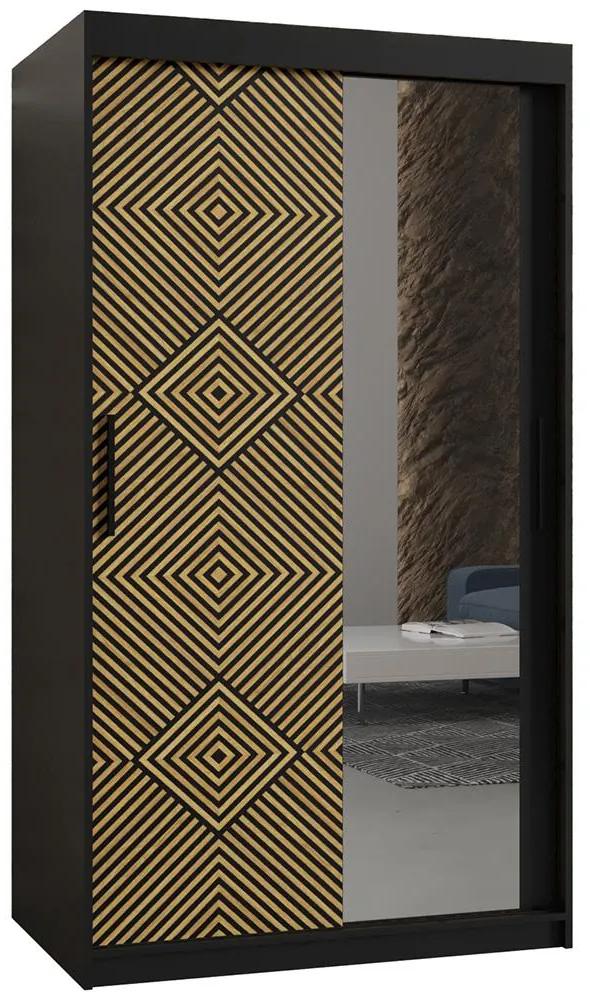 Šatní skříň Kair 2 | 100 cm | černá/jasan světlý