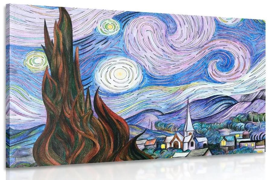 Obraz reprodukce Hvězdná noc - Vincent van Gogh - 60x40 cm