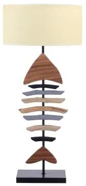Vysoká dřevěná lampa pro mořeplavce se slonovinovým širmem 89 cm
