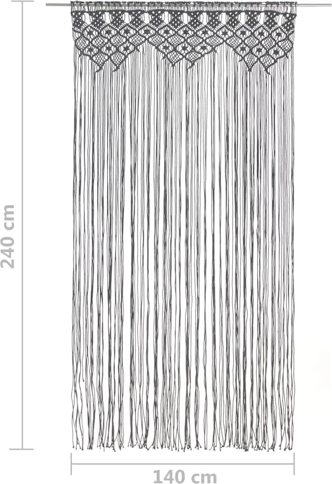 Macramé závěs antracitový 140 x 240 cm bavlna 323995