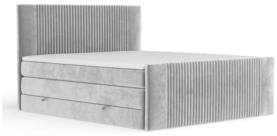 Světle šedá boxspring postel s úložným prostorem 180x200 cm Bergamo – Maison de Rêve