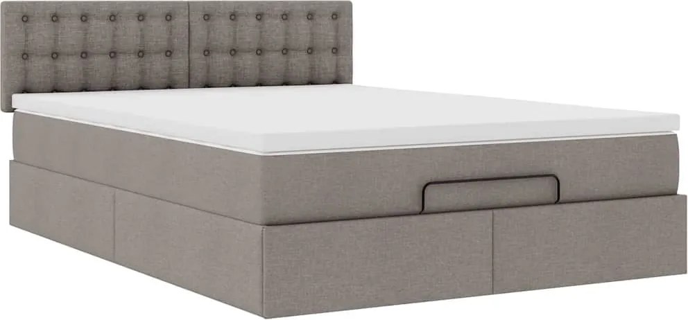Osmanská postel s matrací & LED Taupe 140x190 cm Látka 3312475