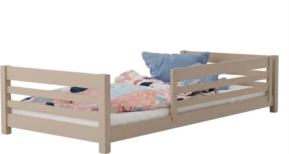 Benlemi Nízké dětské jednolůžko ze dřeva TULY se dvěma čely Zvolte barvu: Cihlová, Zvolte rozměr: 80x200 cm, Zvolte zábranu: S otevřeným vstupem