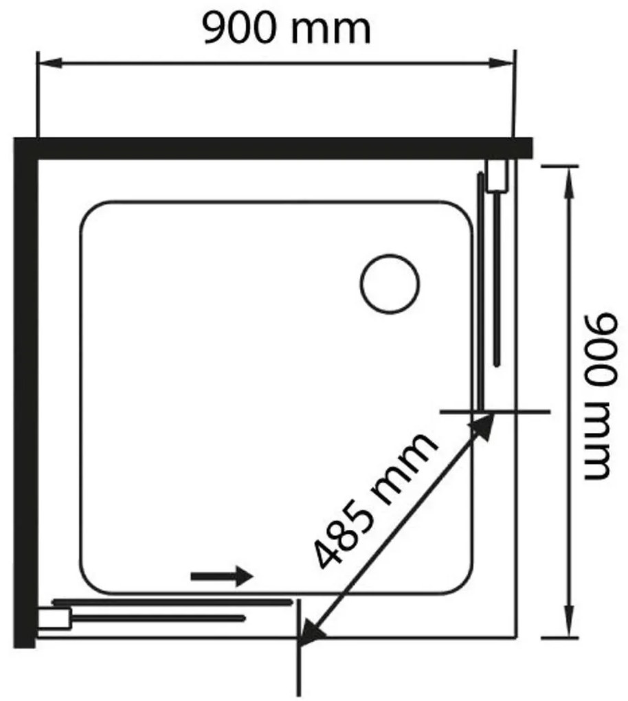Lansanit LUX Slim Alvaro - Sprchový kout Black Line, 90x90 cm, matná černá/čiré sklo CZD99-BROZ3