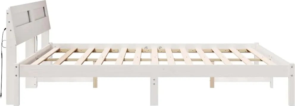 Rám postele s čelo Bílá 200 x 200 cm Masivní borové dřevo 3385743