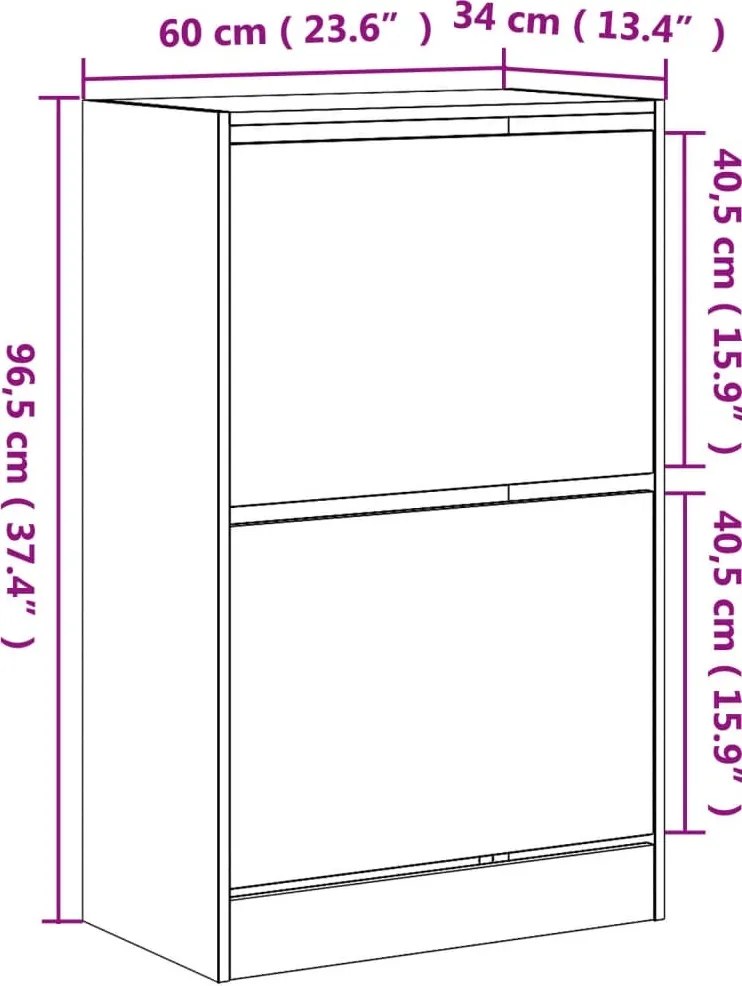 vidaXL Botník 60 x 34 x 96,5 cm kompozitní dřevo [839945] Barva: Betonová šedá