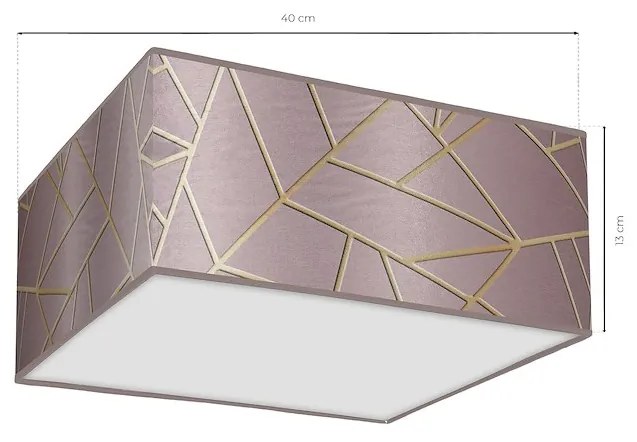 Stropní svítidlo Ziggy Square, 1x růžové/zlaté textilní stínítko, (bílé plexisklo), (40 cm)