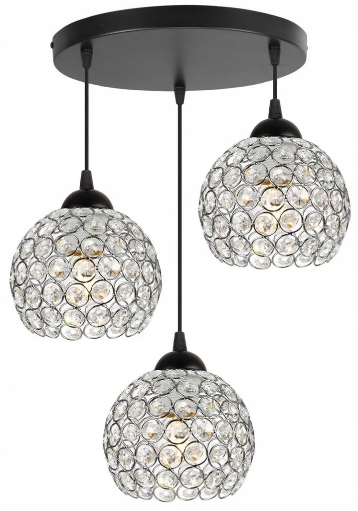 Light for home - Elegantní závěsné svítidlo s chromovými stínidly CRYSTAL 2220/3/C/OW, 3x60W, E27, Černá