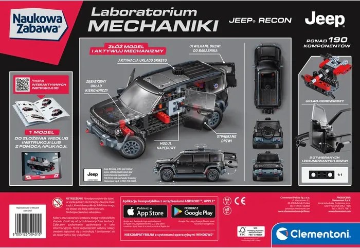 Vědecká hra Laboratoř mechaniky Jeep Recon – polský jazyk Clementoni 50401