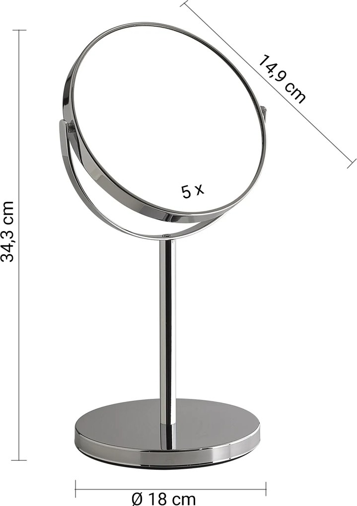 Gedy Gedy, ANNA kosmetické zrcadlo na postavení, průměr 163mm, oboustranné, chrom, 211213