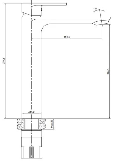 Cersanit S951-332 - Umyvadlová baterie CREA 27,4 cm černá