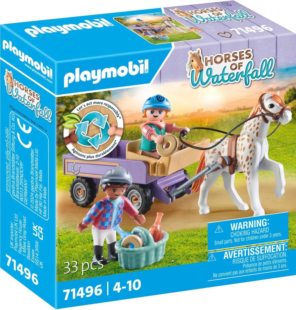 Set figurek a příslušenství playmobil 71496 kočár s poníkem