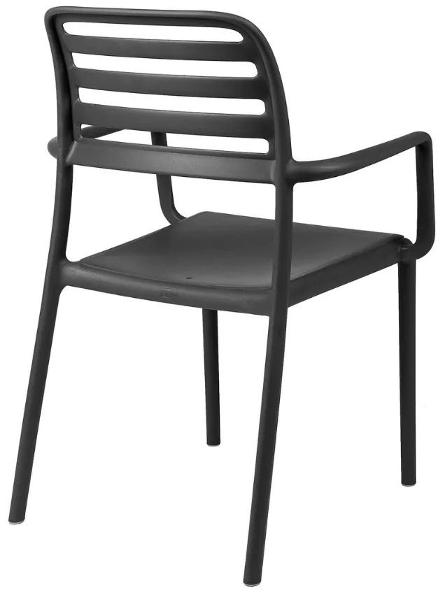 OnaDnes -20% Nardi Antracitově šedá plastová zahradní židle Costa s područkami