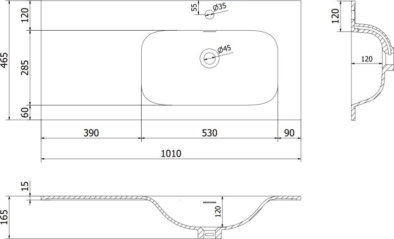 Mexen Orio, koupelnová skříňka 100 cm s pravým umyvadlem Vela, 2S, 1D, bílá lesklá, 91A13-10047-3-BBFFF00-W23P00