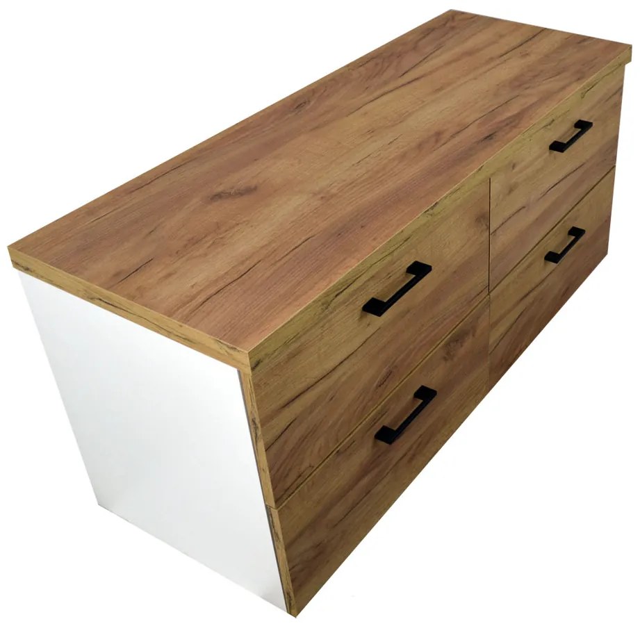 Comodo Koupelnová skříňka pod deskové umyvadlo Agria NEW W 120-HD - bílá/zlatý dub