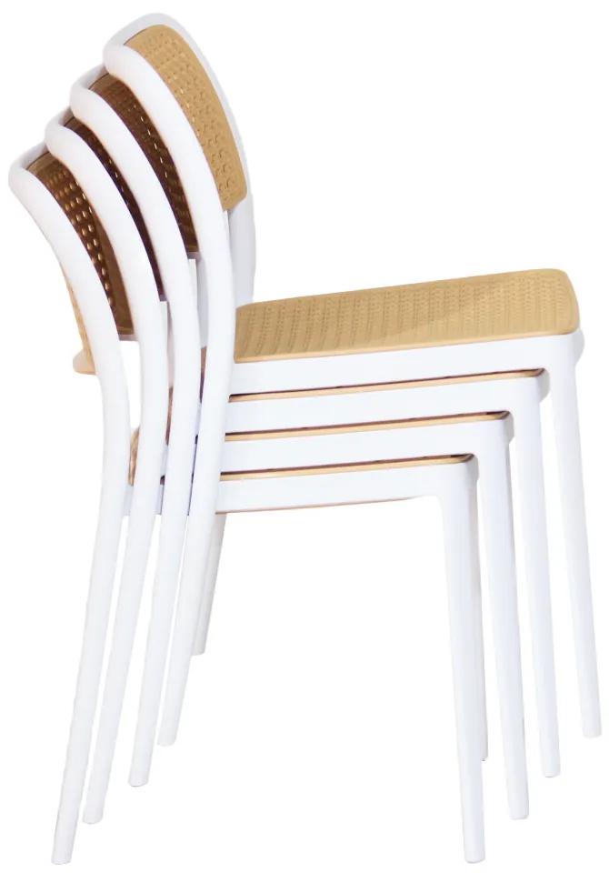 Kondela Stohovatelná židle, bílá/béžová, RAVID TYP 1