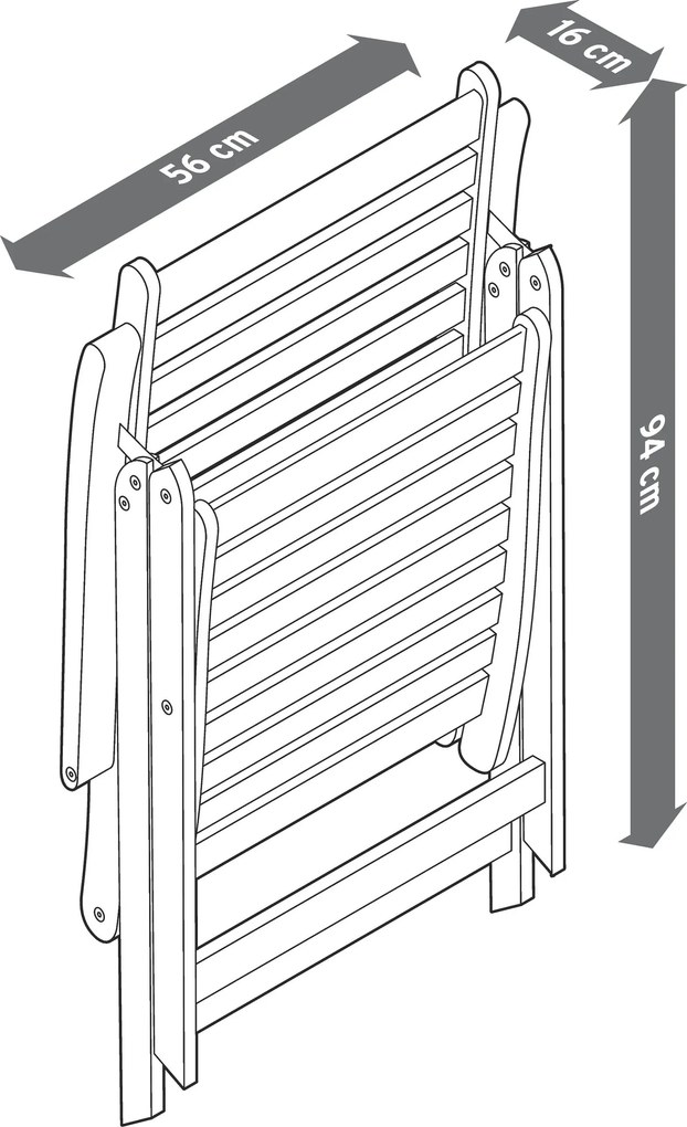 Tchibo - Vysoké teakové křeslo s nastavitelným opěradlem - barva: hnědá