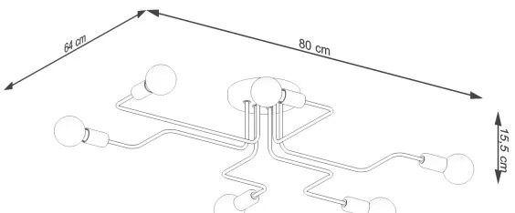 Sollux SL.1447 - Přisazený lustr VECTOR 6xE27/15W/230V černá