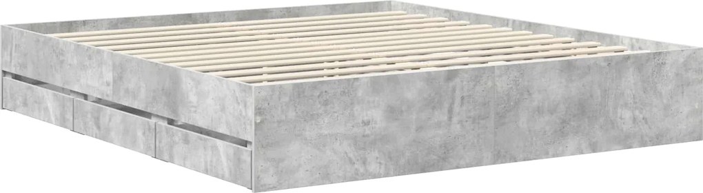 Rám postele s čelo Betonově Šedá 180 x 200 cm Dřevěný materiál 3412160