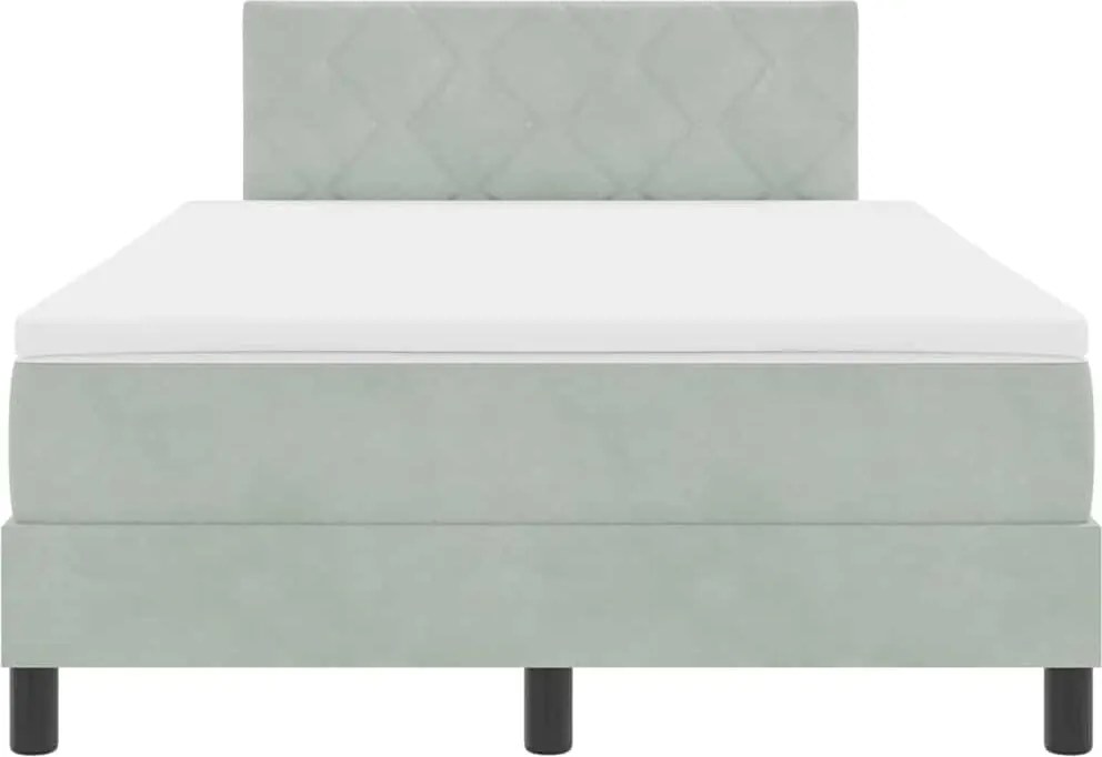 Postel s boxspringem s čelo Světle šedá 120 x 200 cm samet 3339230
