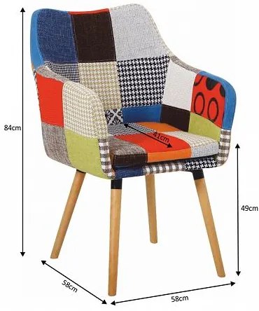 Designové křeslo LANDOR, barevný patchwork / buk