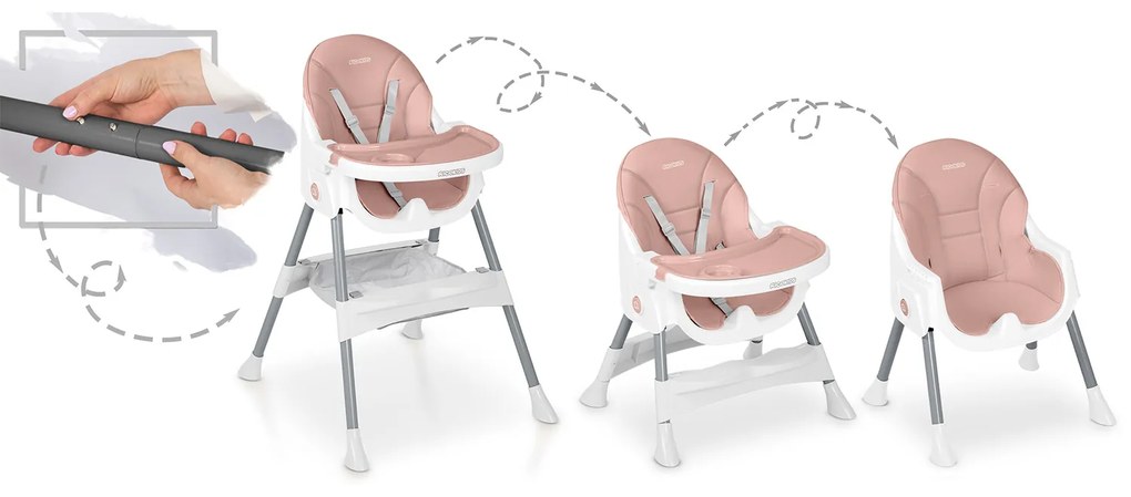 Růžová rostoucí židle na krmení Ricokids Mani pro děti