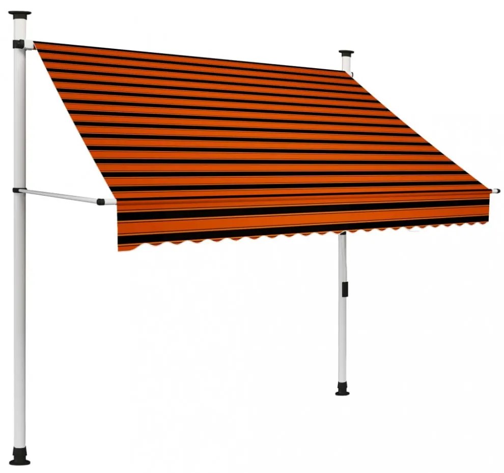 Ručně zatahovací markýza oranžová / hnědá Dekorhome 150 cm